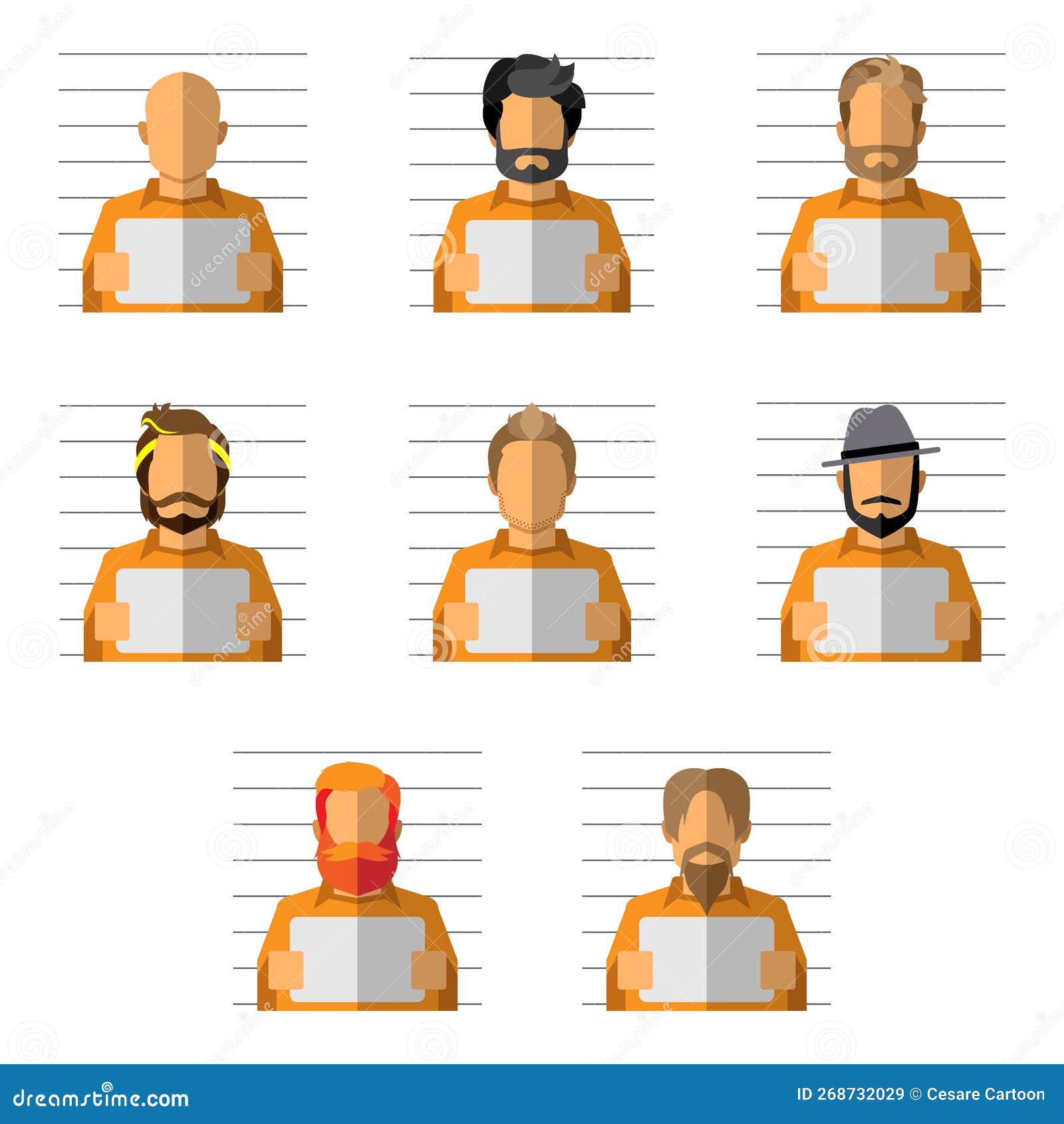 Mugshot icon set stock vector. Illustration of vector - 268732029