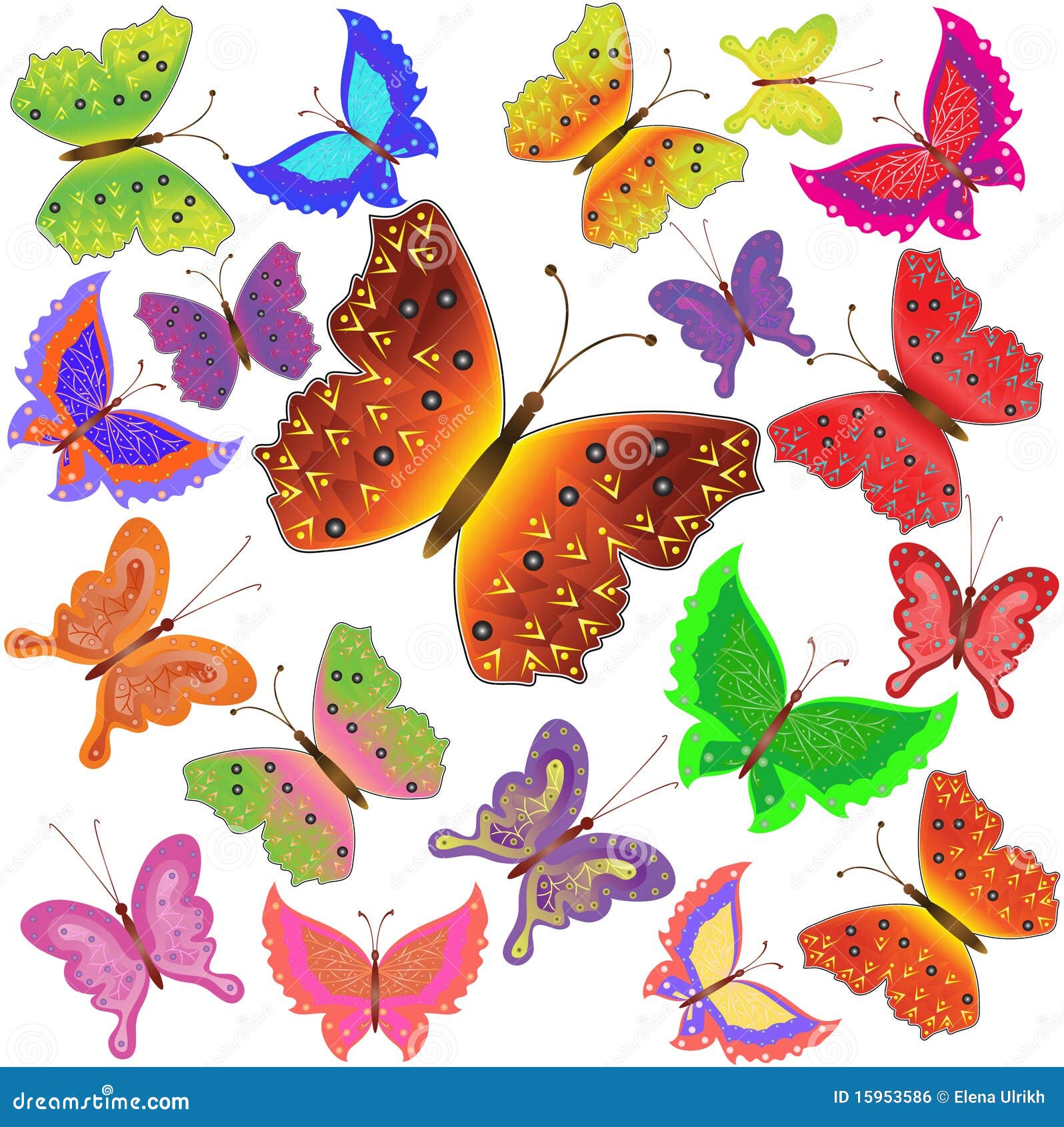 Collection Of Multi-colored Butterflies Stock Vector - Illustration of ...