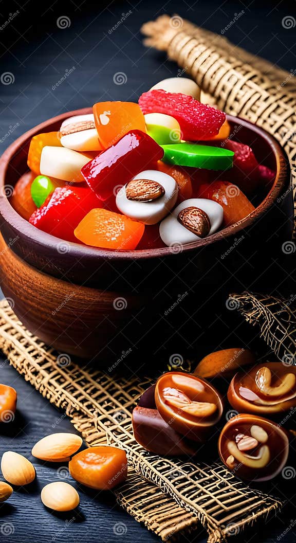 Collection of Multi Colored, Cube Shaped Candies Displayed at Ramadan ...