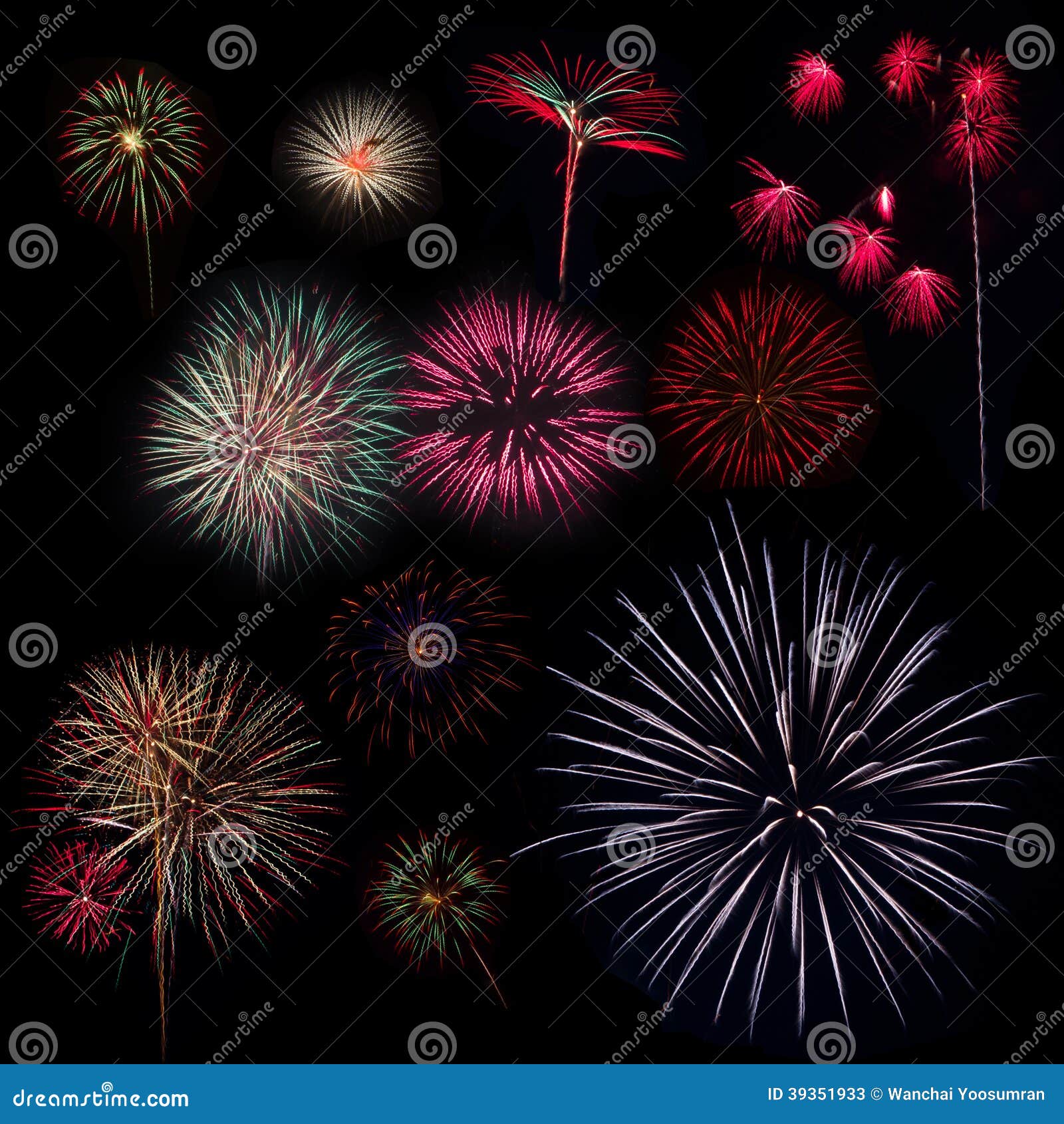 Collection of Multi Colored Fireworks Stock Image - Image of holiday ...