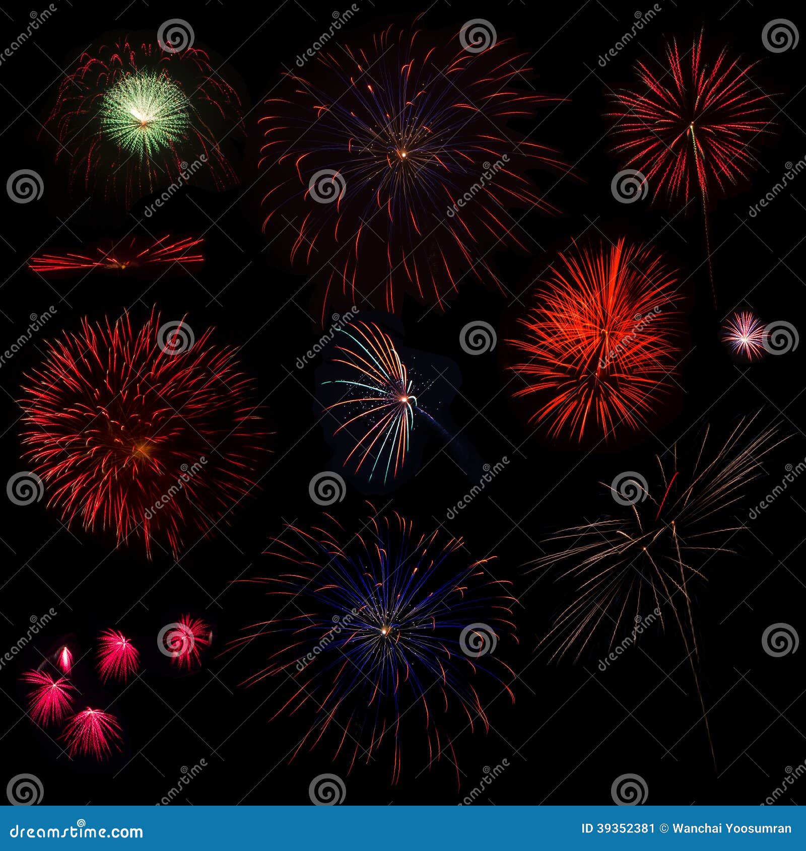 Collection of Multi Colored Fireworks Stock Image - Image of black ...
