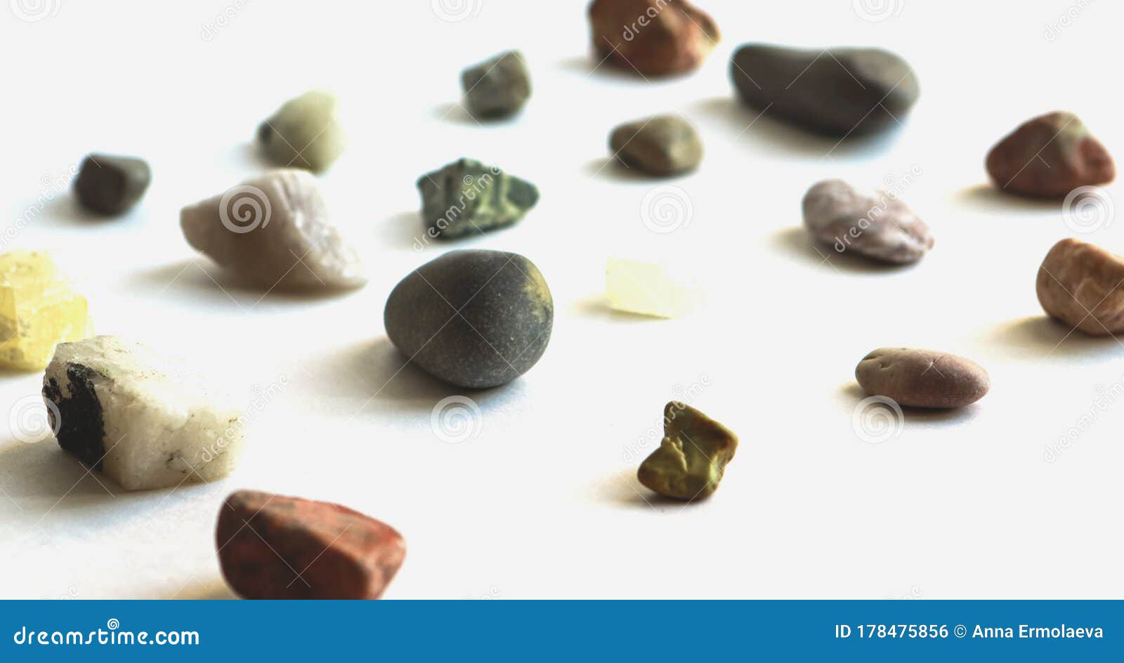 Collection with Multi Colored Stones on White Background Stock Photo ...