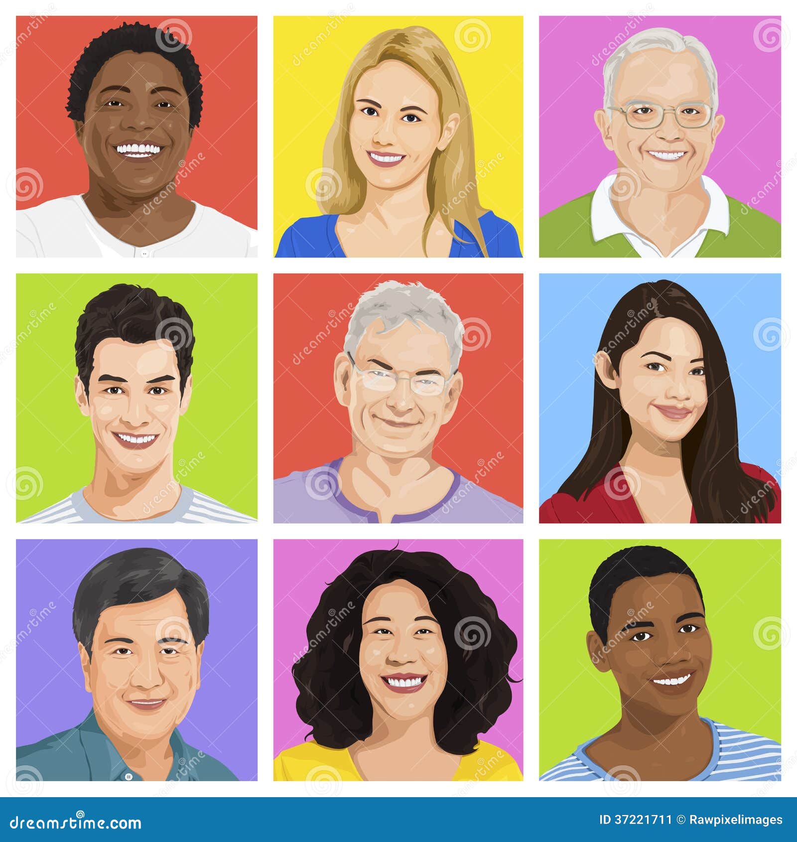 Collection of Multi-ethnic People Vector Stock Vector - Illustration of ...