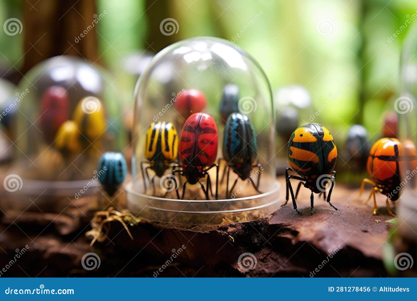 Collection of Multicolored Beetles in a Terrarium Stock Illustration ...