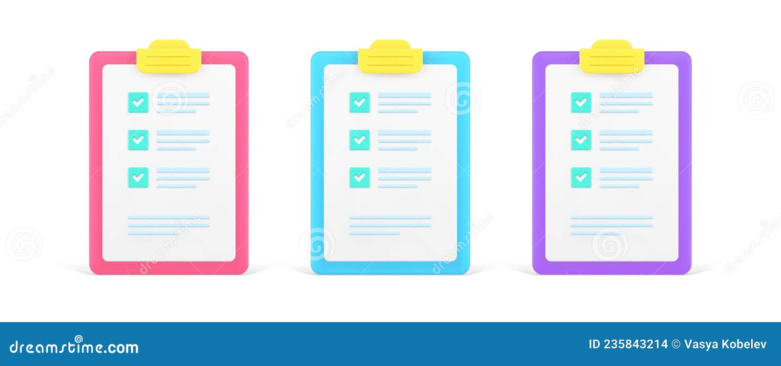 Collection Multicolored Clipboard Paper Document Check To Do List with ...