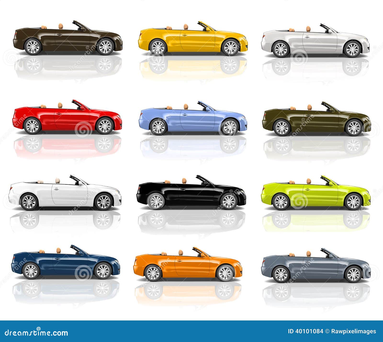 Collection of Multicolored 3D Modern Cars Stock Illustration ...