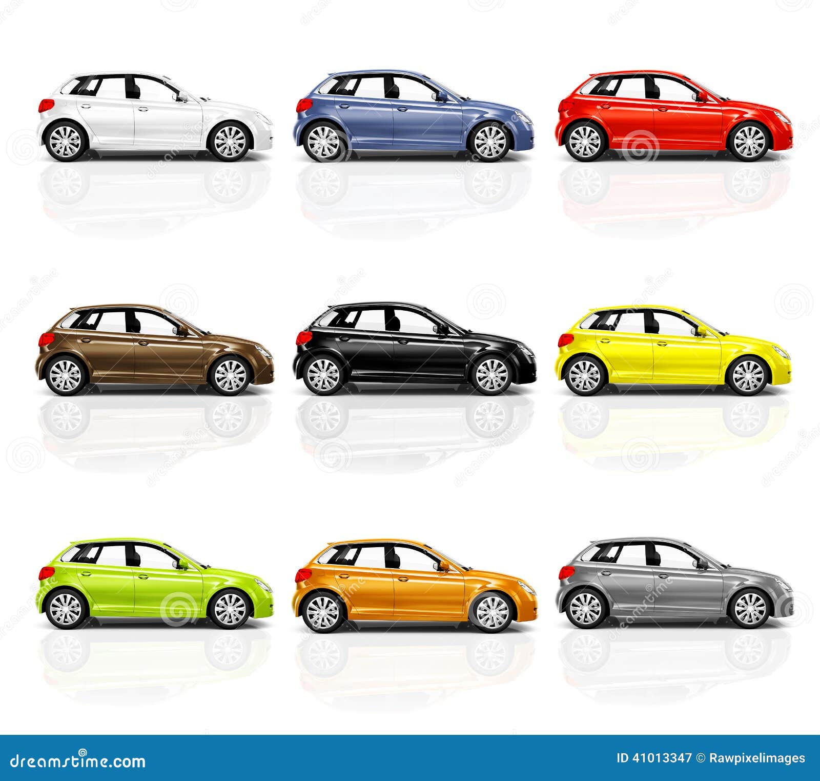 Collection of Multicolored 3D Modern Cars Stock Illustration ...