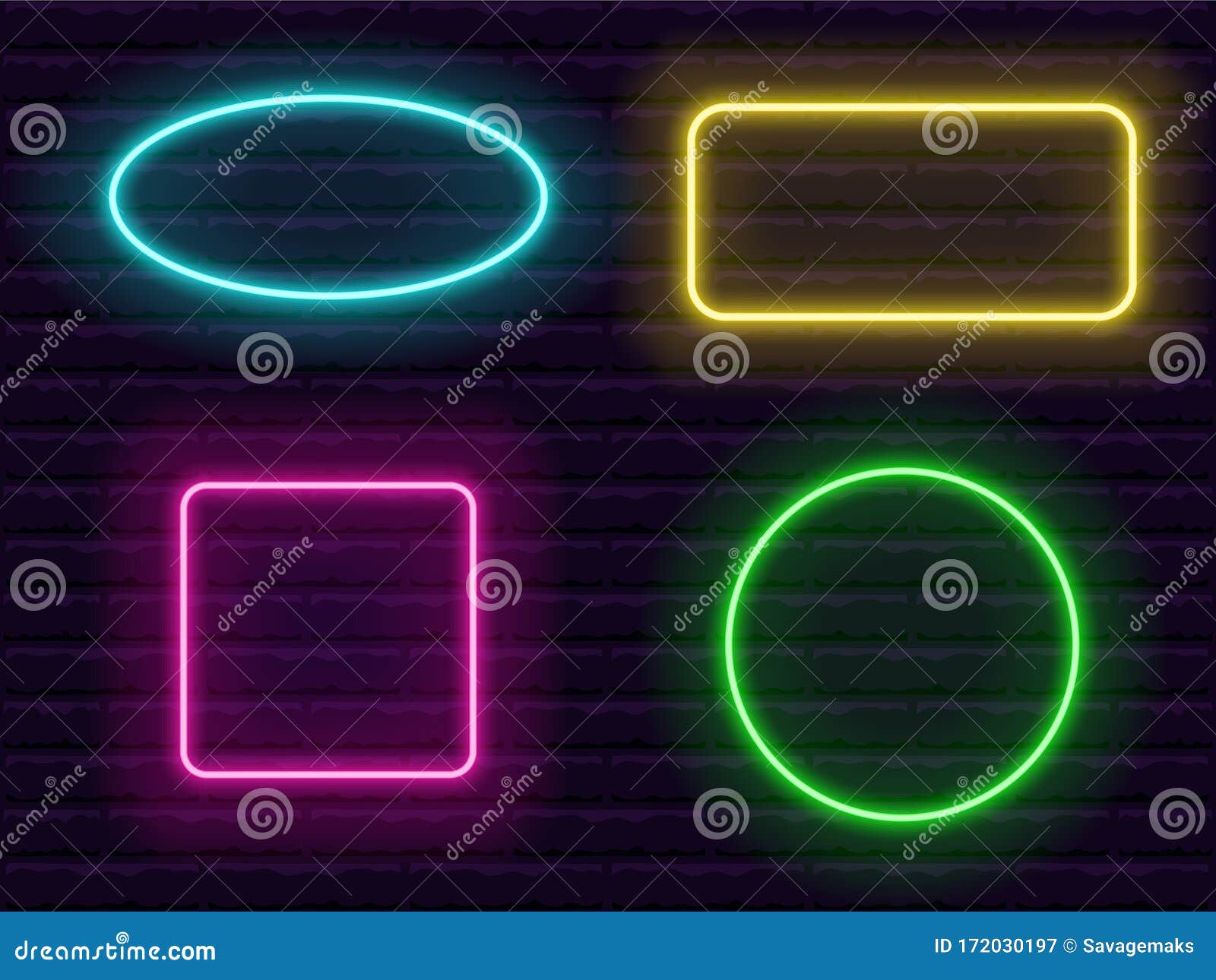 Collection of Multicolored Neon Frames for Advertising and Web Design ...