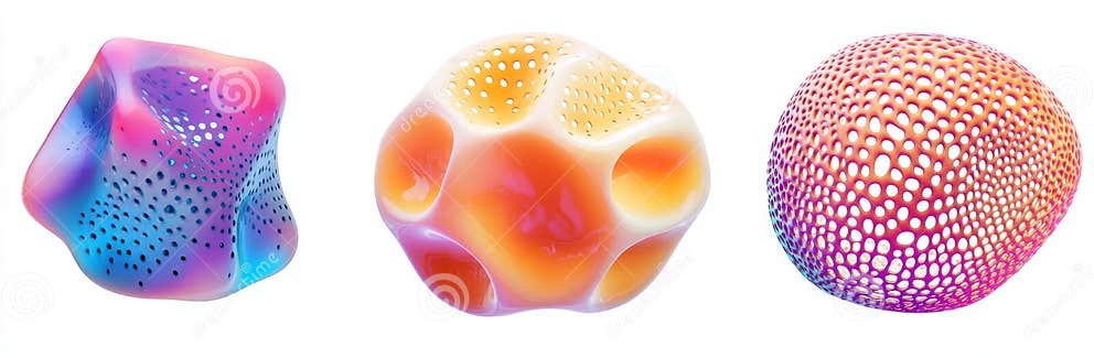 A Collection of Multicolored Particle Clouds, Rendered in 3D. Stock Photo - Image of shape ...