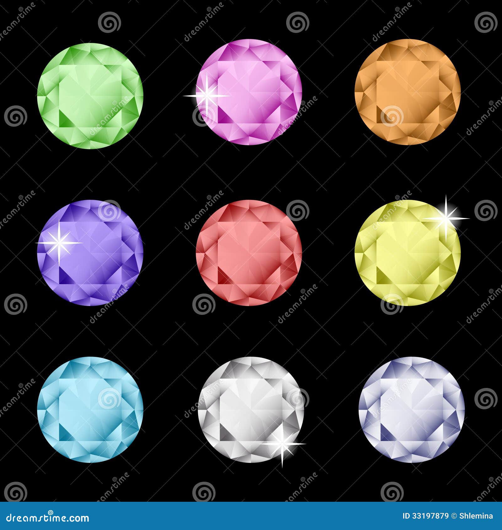 Collection of Multicolored Rhinestones Stock Vector - Illustration of ...
