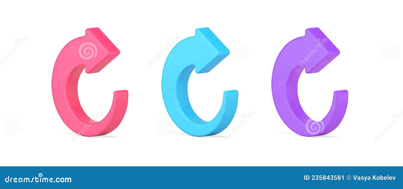 Collection Multicolored Rotation Arrow Pointing Direction 3d Isometric ...