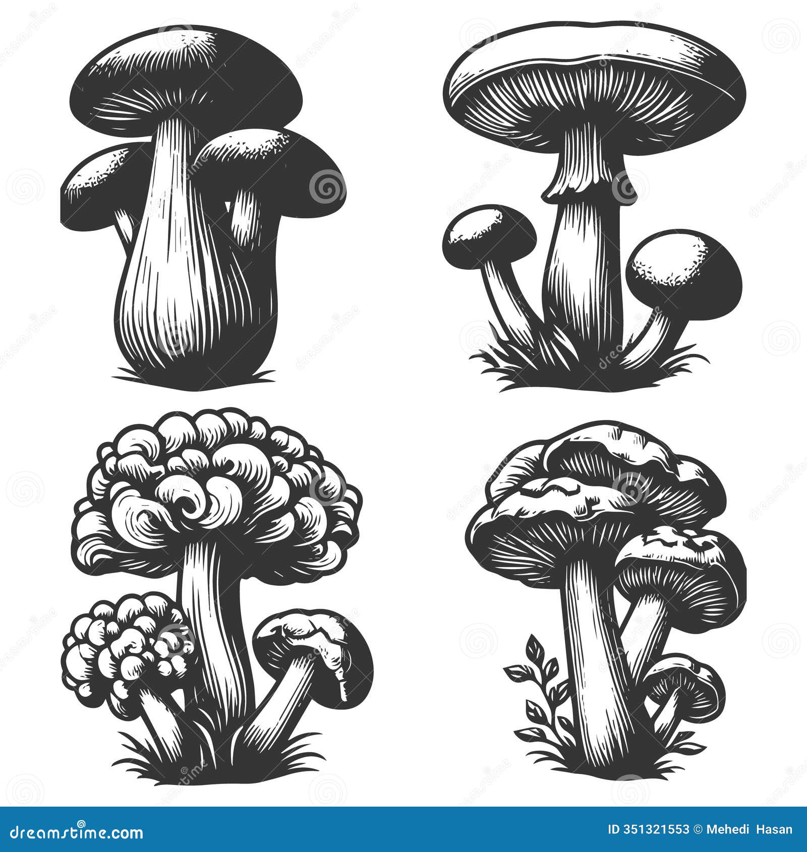 Collection of Mushroom Vector Design Illustration Stock Illustration ...