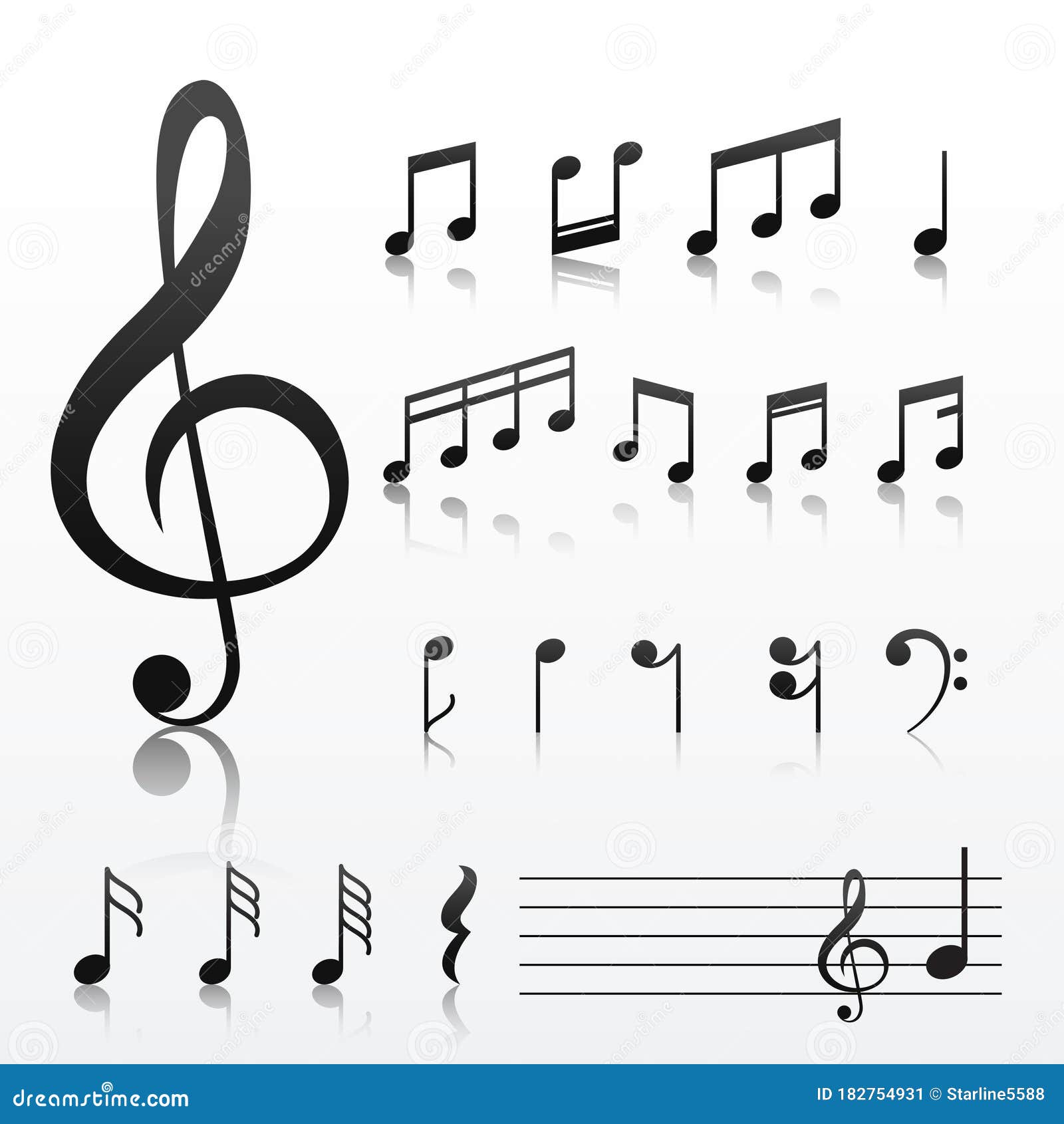 Collection of Music Note Symbols Stock Vector - Illustration of ...
