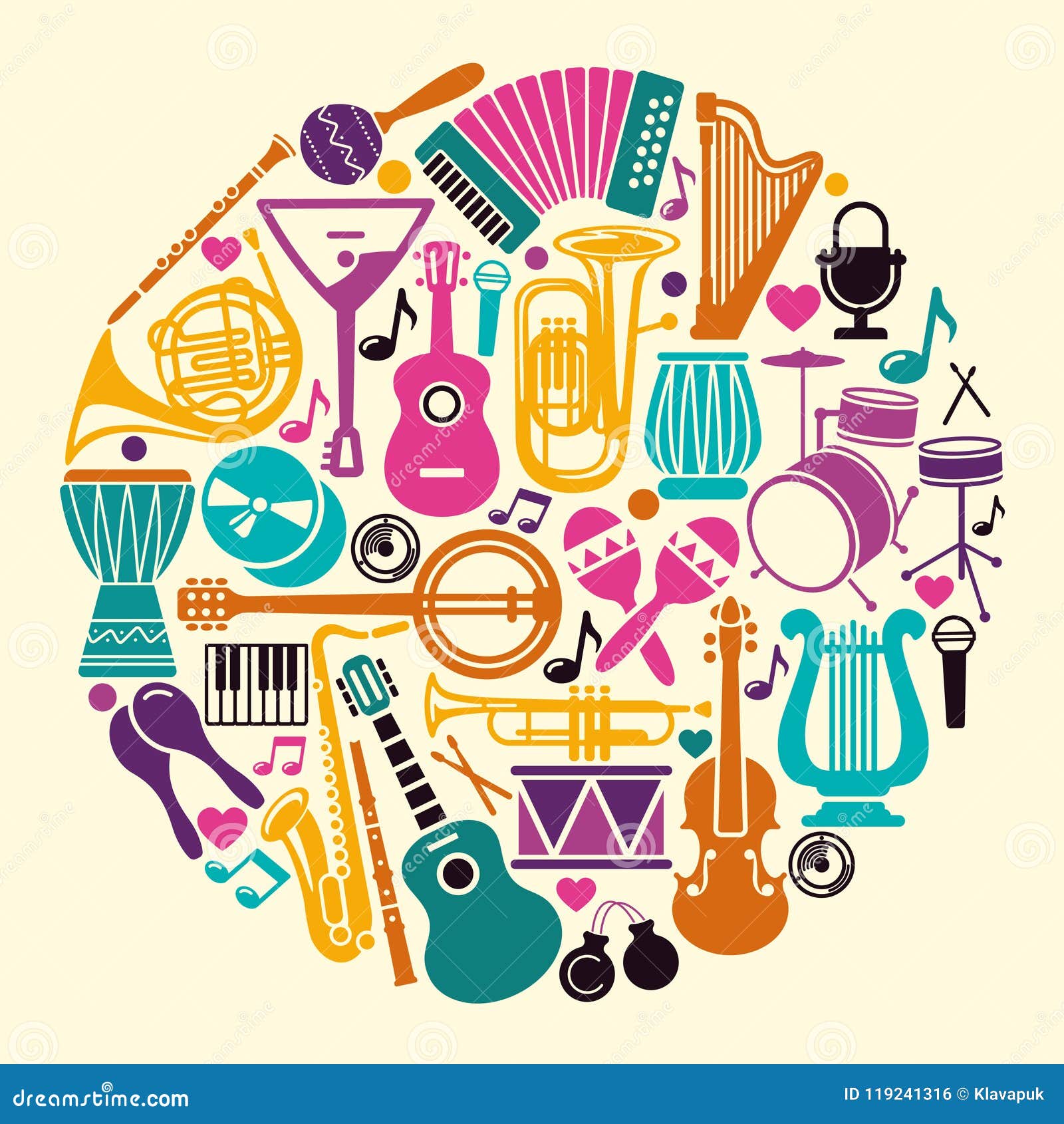 Collection of Musical Instruments Icons in the Form of a Circle Stock ... Collection of Musical Instruments Icons in the Form of a Circle Stock ...