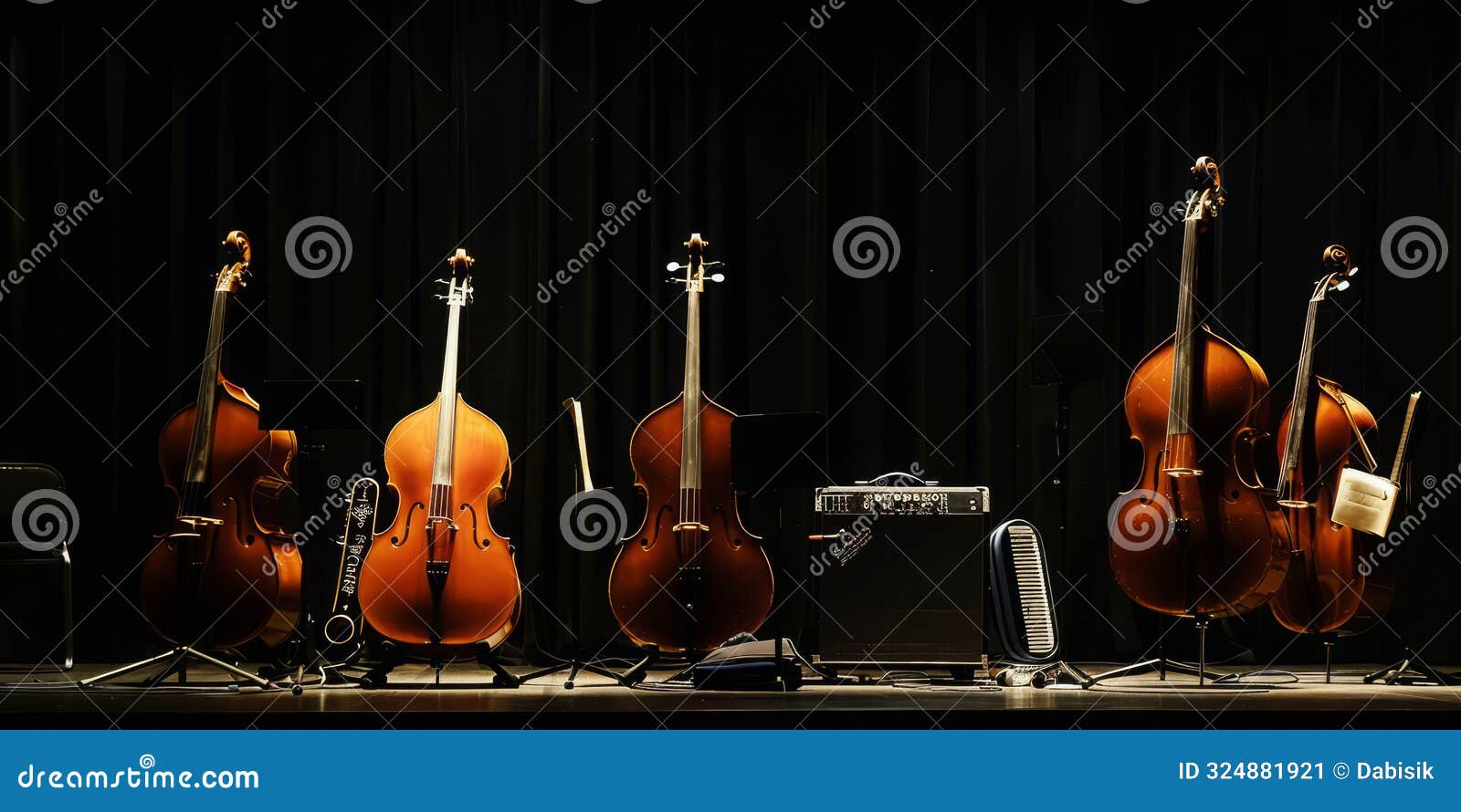Musical Instruments on Stage before Performance Stock Image - Image of ...