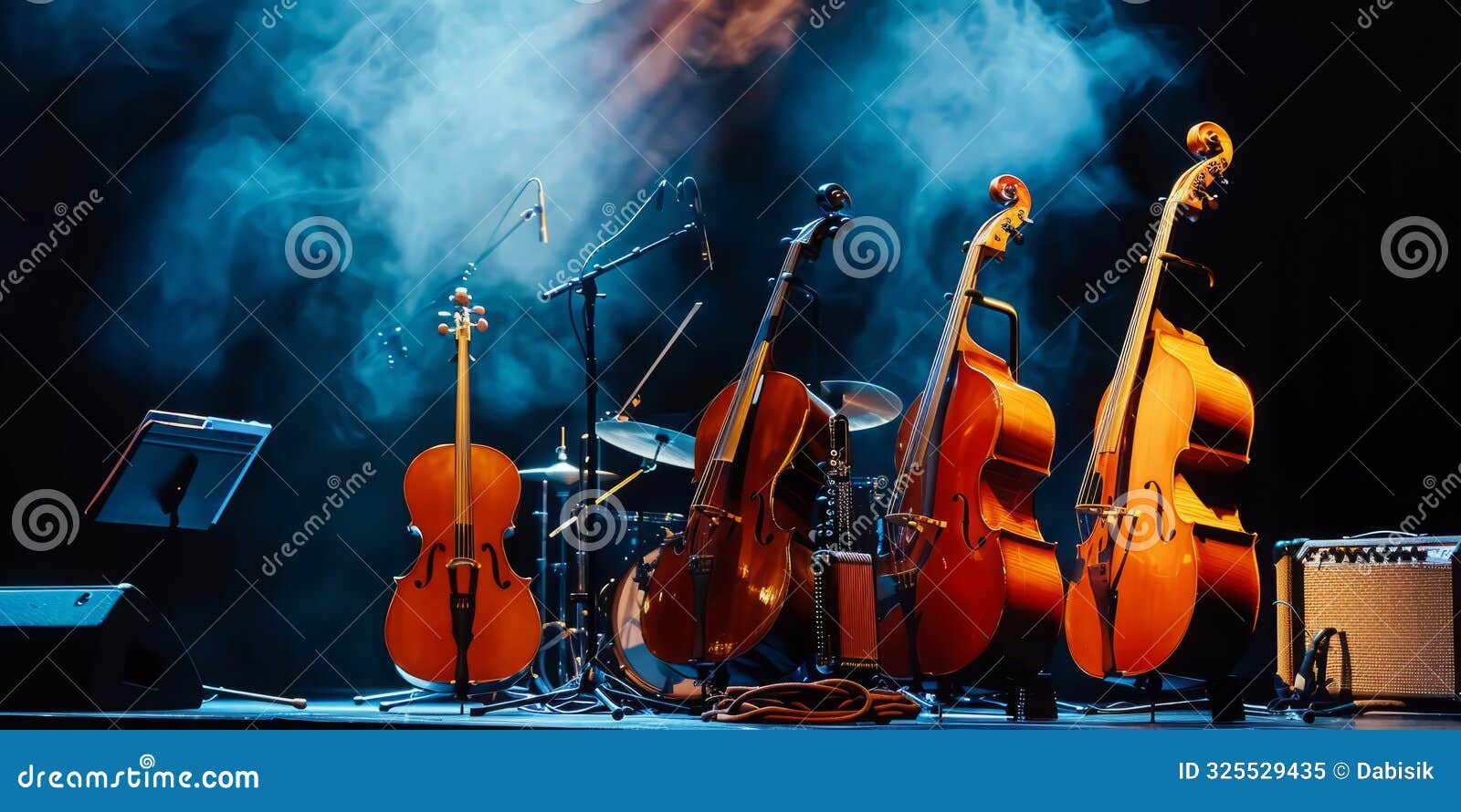 Musical Instruments on Stage before Performance Stock Image - Image of ...