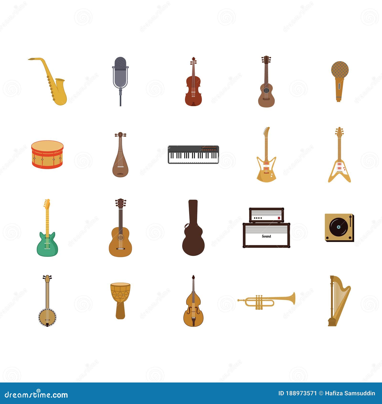 Collection Musical Instruments. Vector Illustration Decorative Design ...