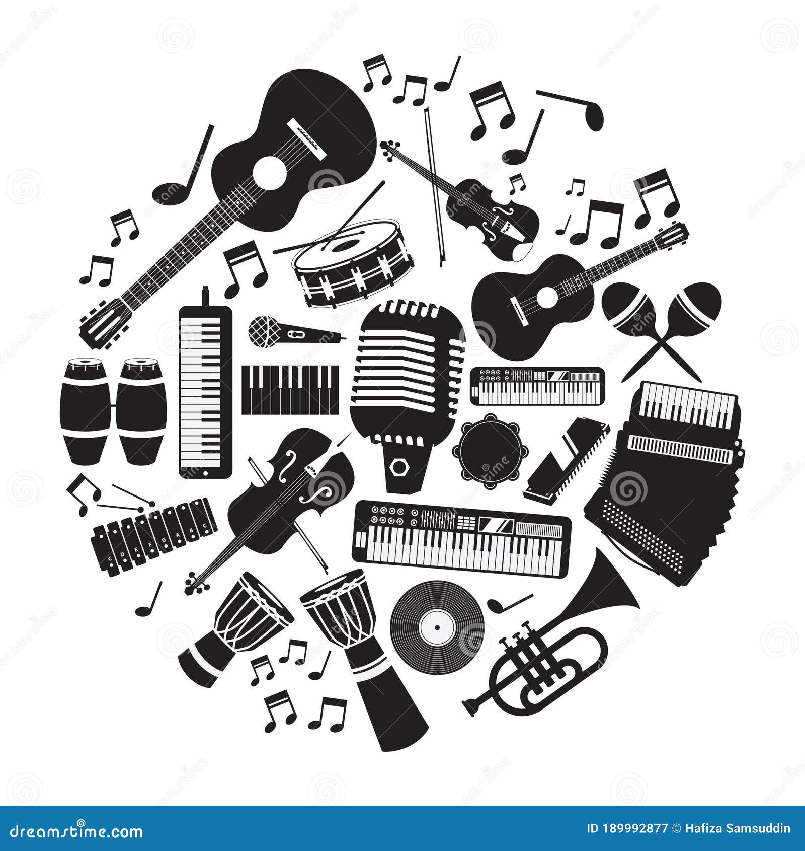 Collection Musical Instruments. Vector Illustration Decorative Design ...