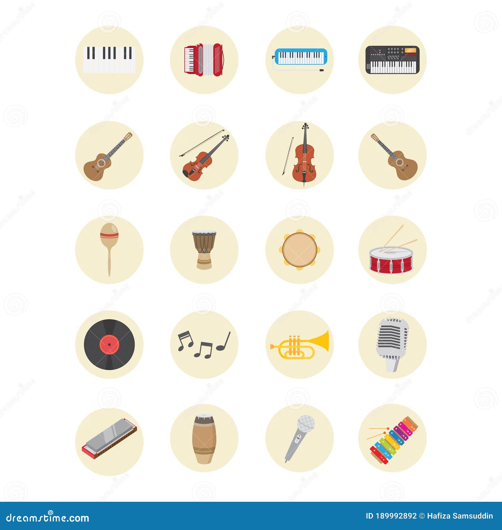 Collection Musical Instruments. Vector Illustration Decorative Design ...