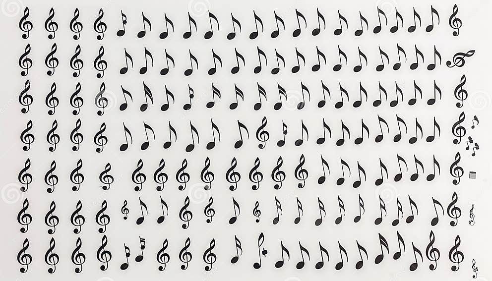 Collection of Musical Notes Arranged in a Grid Pattern on a White ...