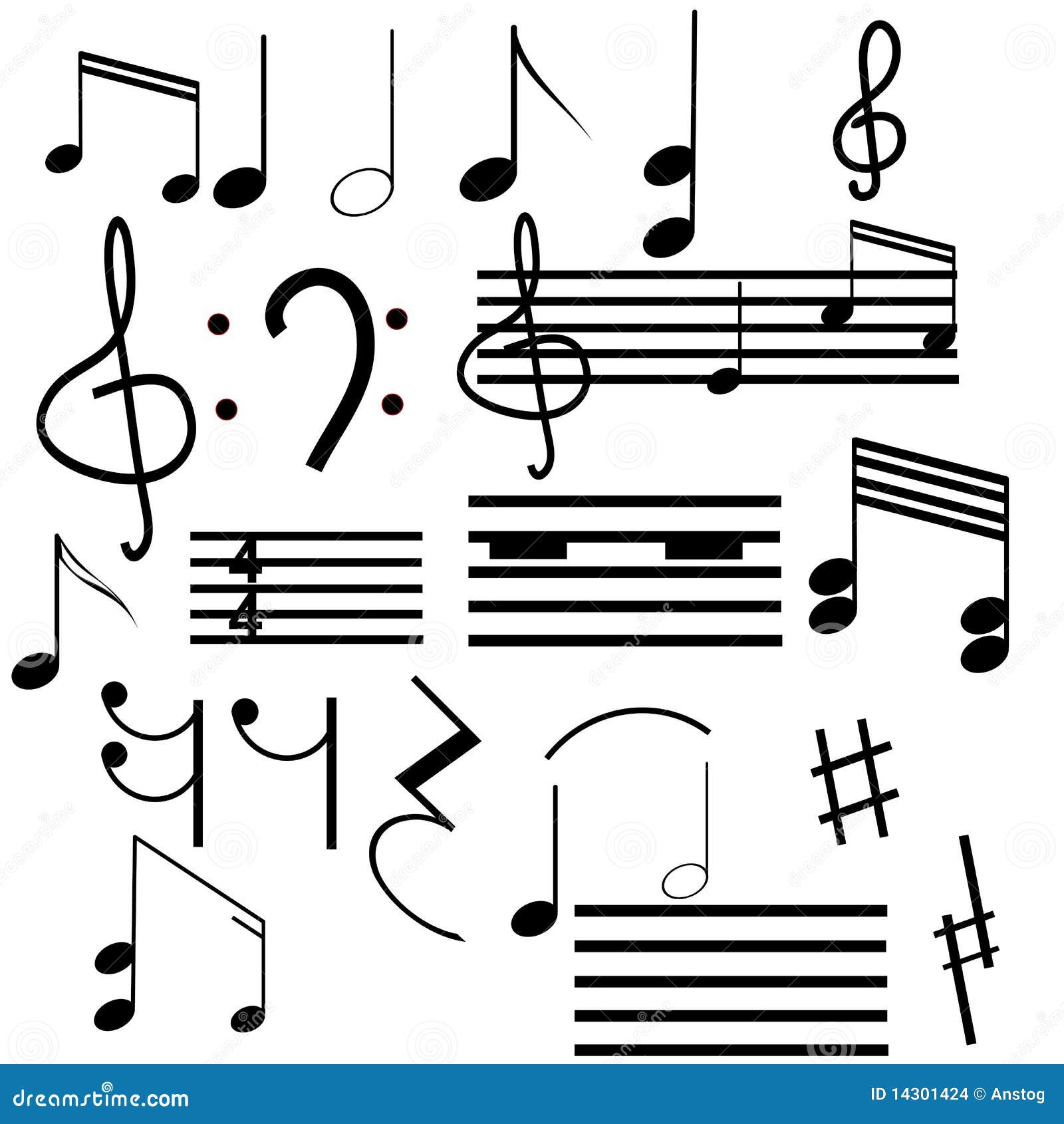 Set Of Musical Symbols , Elements Of Musical Symbols, Icons And ...