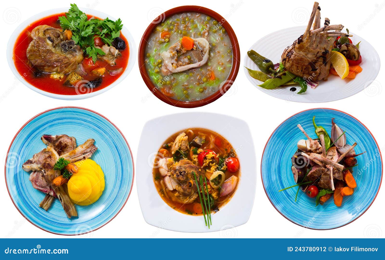 Collection of mutton meals stock photo. Image of eating - 243780912