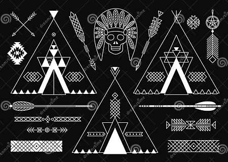 Collection of Native American Tribal Stylized Stock Vector ...