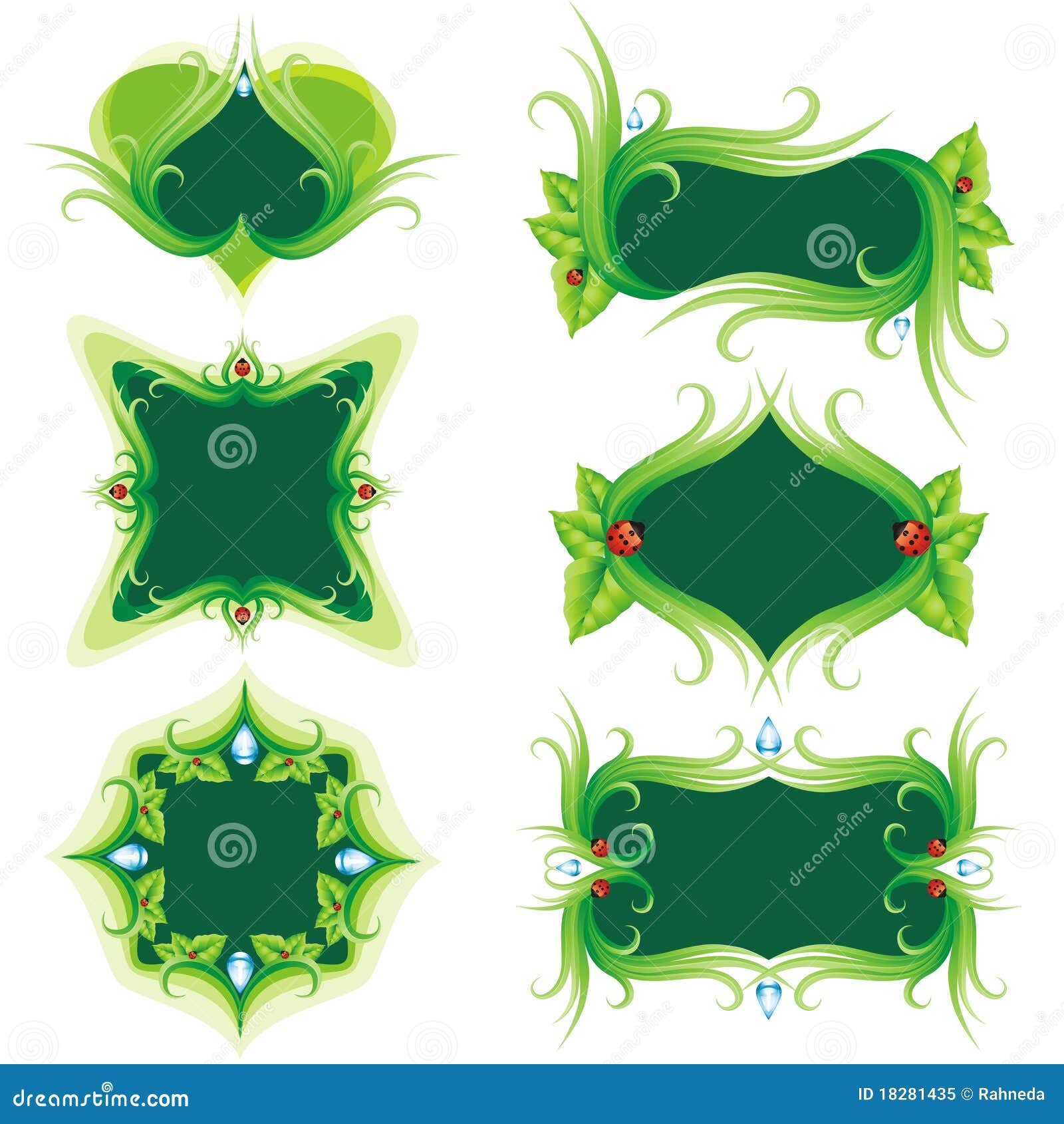 Collection of Nature Frames. Stock Vector - Illustration of green ...