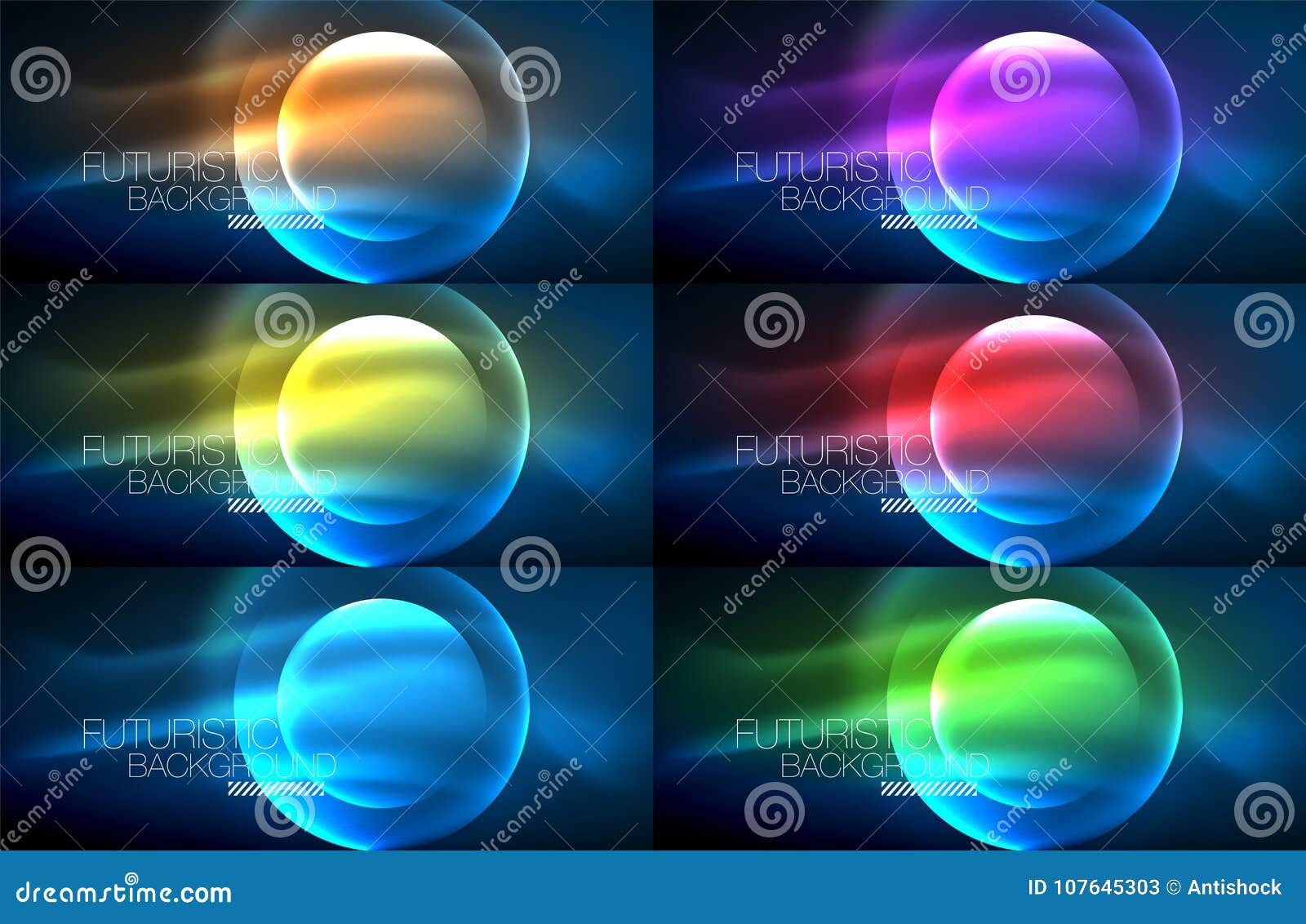 Collection of Neon Glowing Particle Waves Stock Vector - Illustration ...