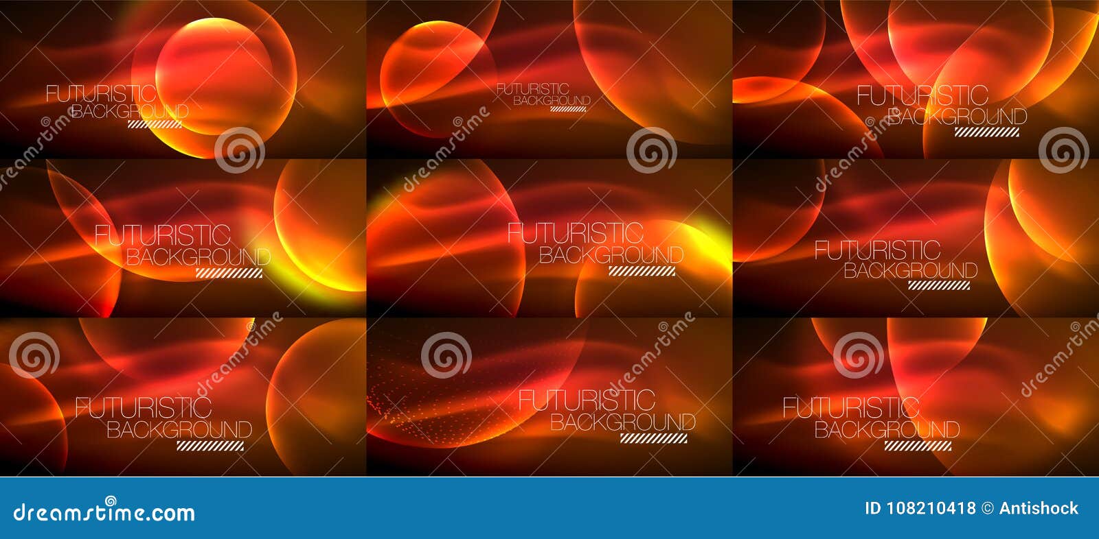 Collection of Neon Glowing Particle Waves Stock Vector - Illustration ...