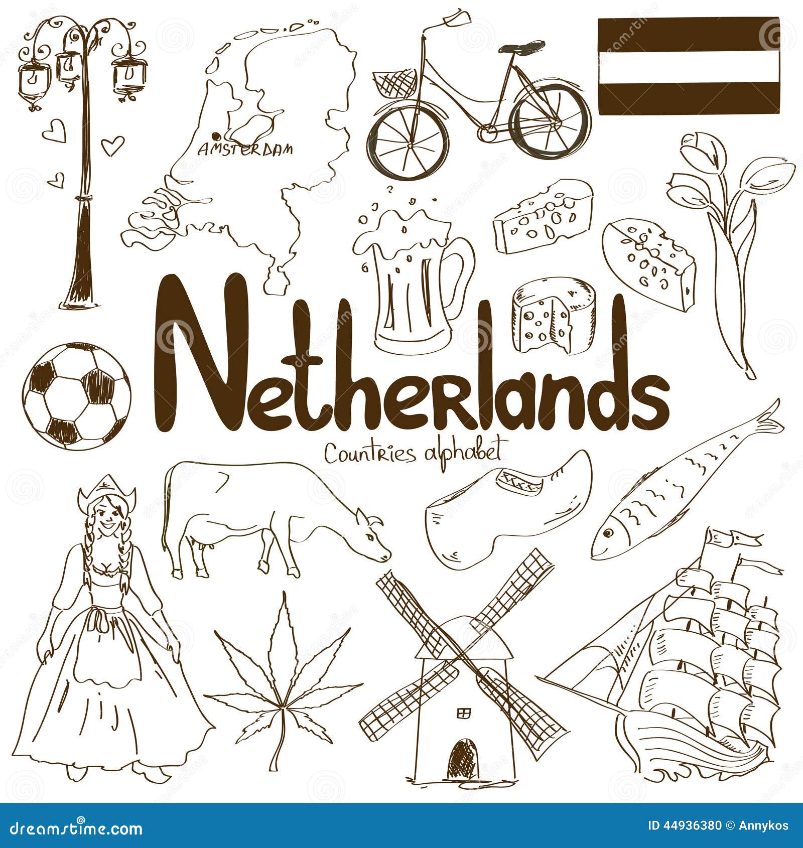Collection of Netherlands Icons Stock Vector - Illustration of europe ...