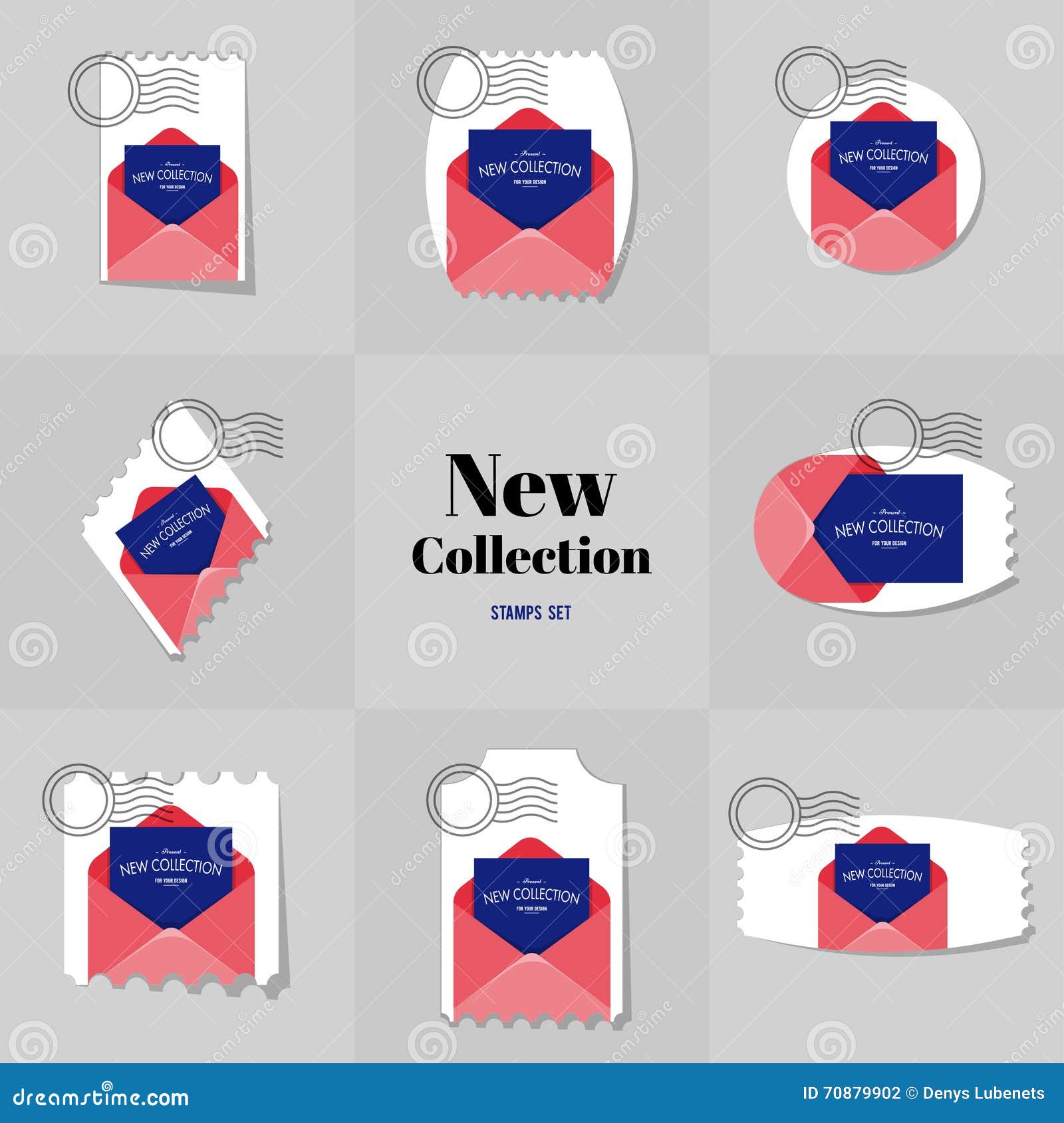 Collection New Collection Blank Envelope Postage Stamp Stock Vector ...