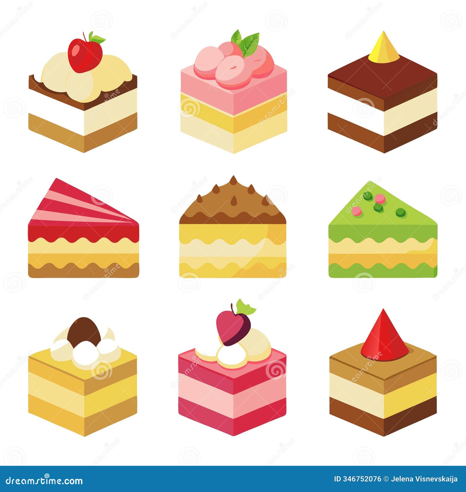 A Collection of Nine Different Types of Cakes, Each with a Unique ...