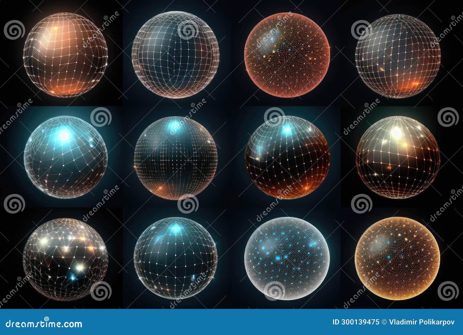 A Collection of Nine Diverse Spheres. Can Be Used As a Decorative ...