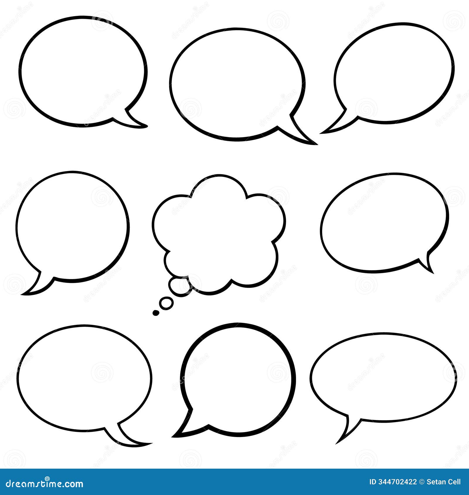 A Collection of Nine Empty Comic Book Speech Bubbles Stock Vector ...