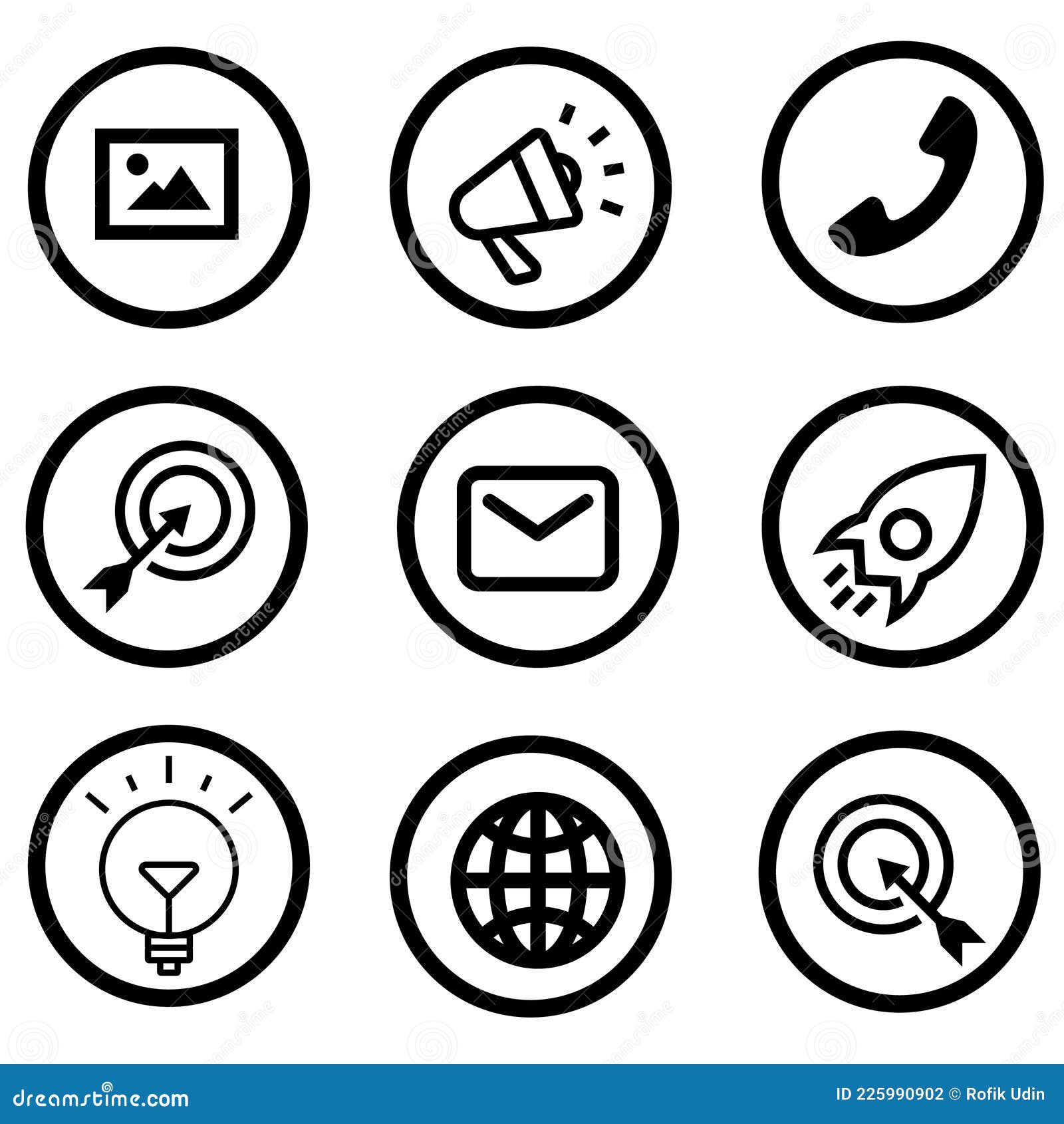 A Collection Of Nine Icons Consisting Of Arrow And Target Icons, Rocket ...