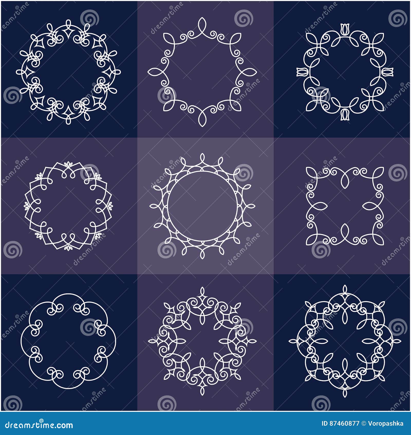 Collection of Nine Monograms Stock Vector - Illustration of reflection ...