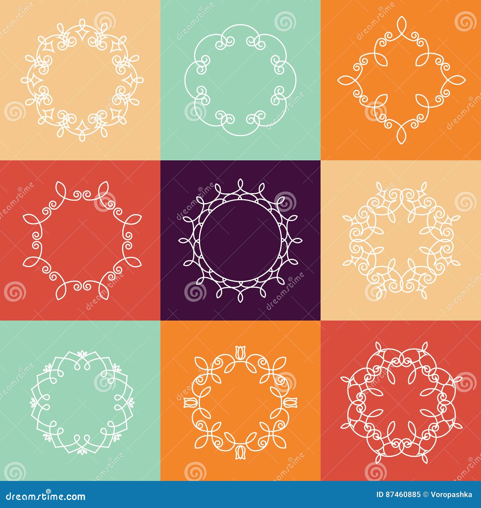 Collection of Nine Monograms Stock Vector - Illustration of boutique ...