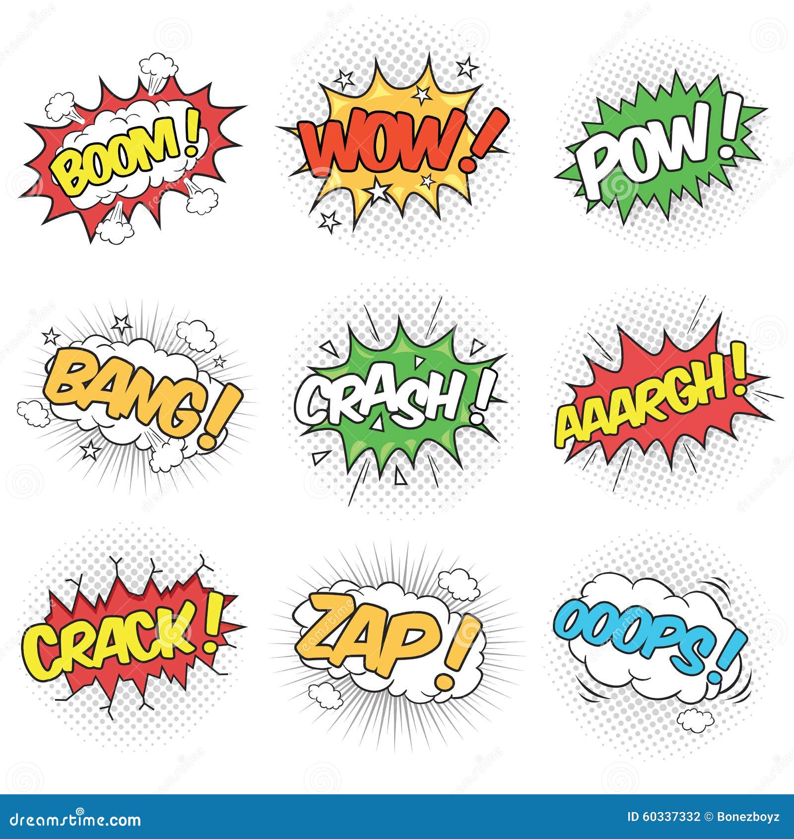 POW! Wording Sound Effect Set Design For Comic Cartoon Vector ...