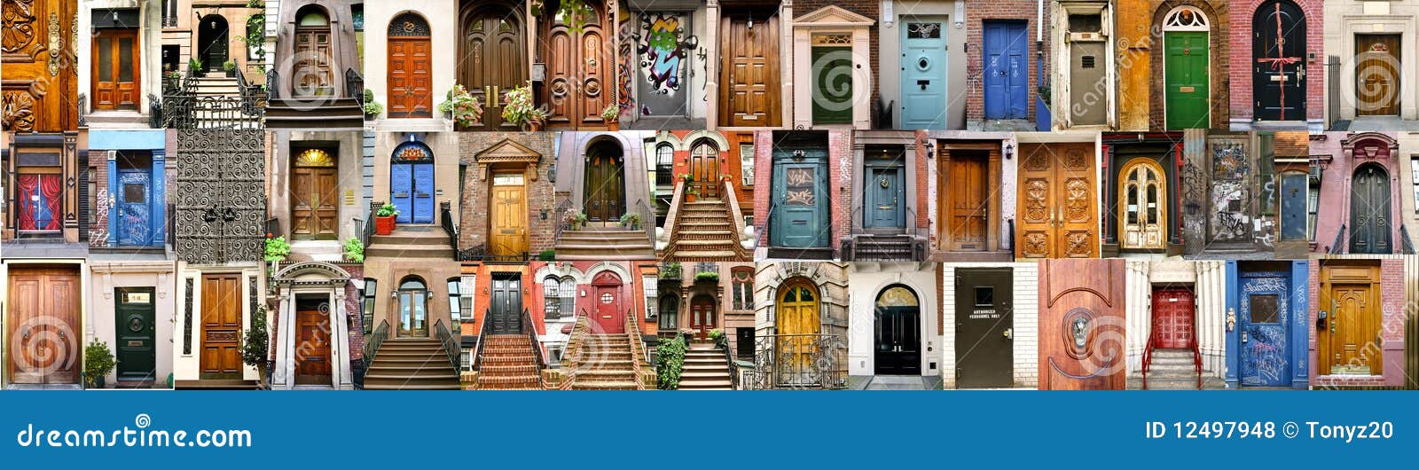 Collection of a Number of Door Stock Photo - Image of step, residential ...