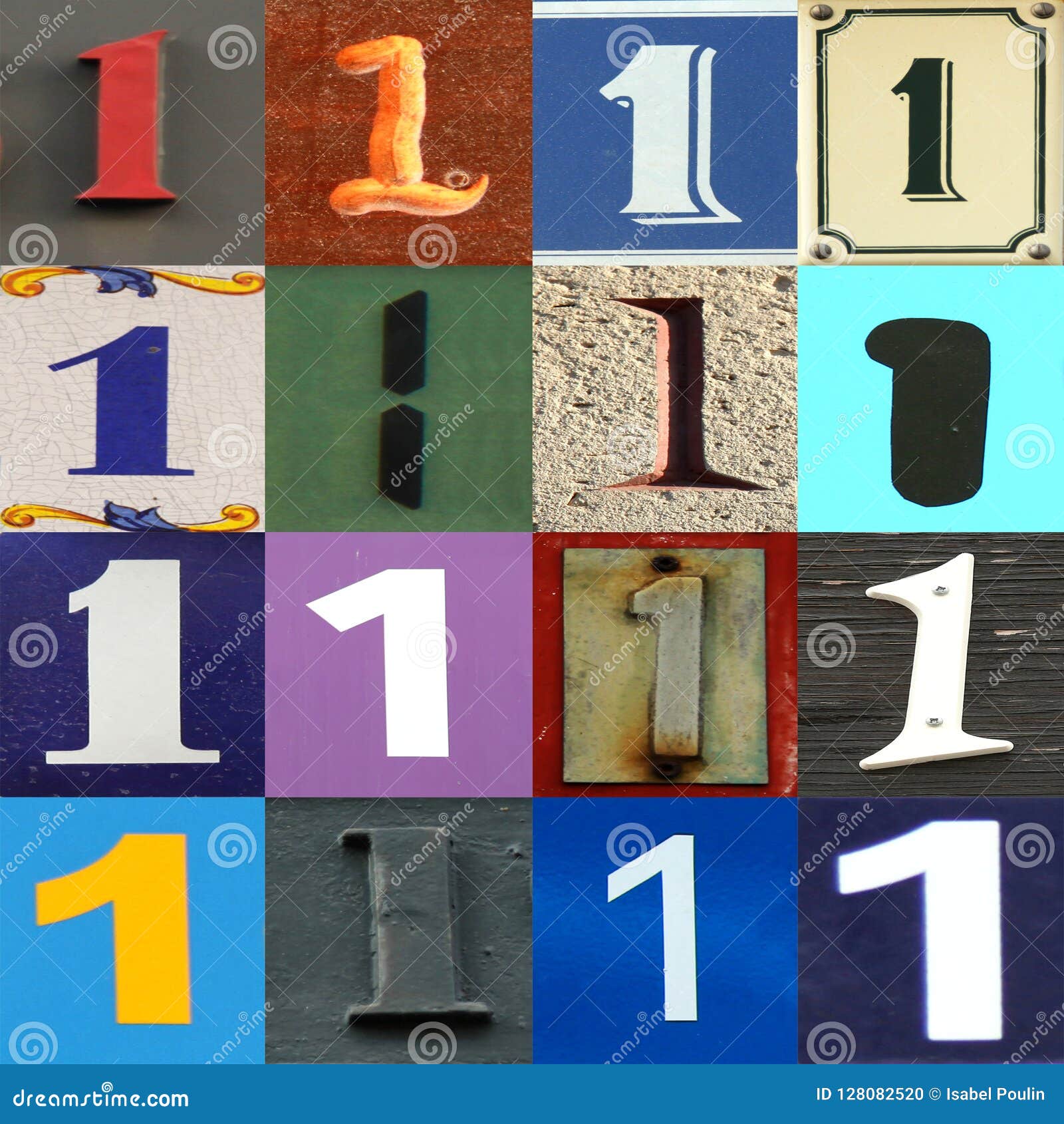 Collection Numbers of 1 on Different Background Stock Photo - Image of ...
