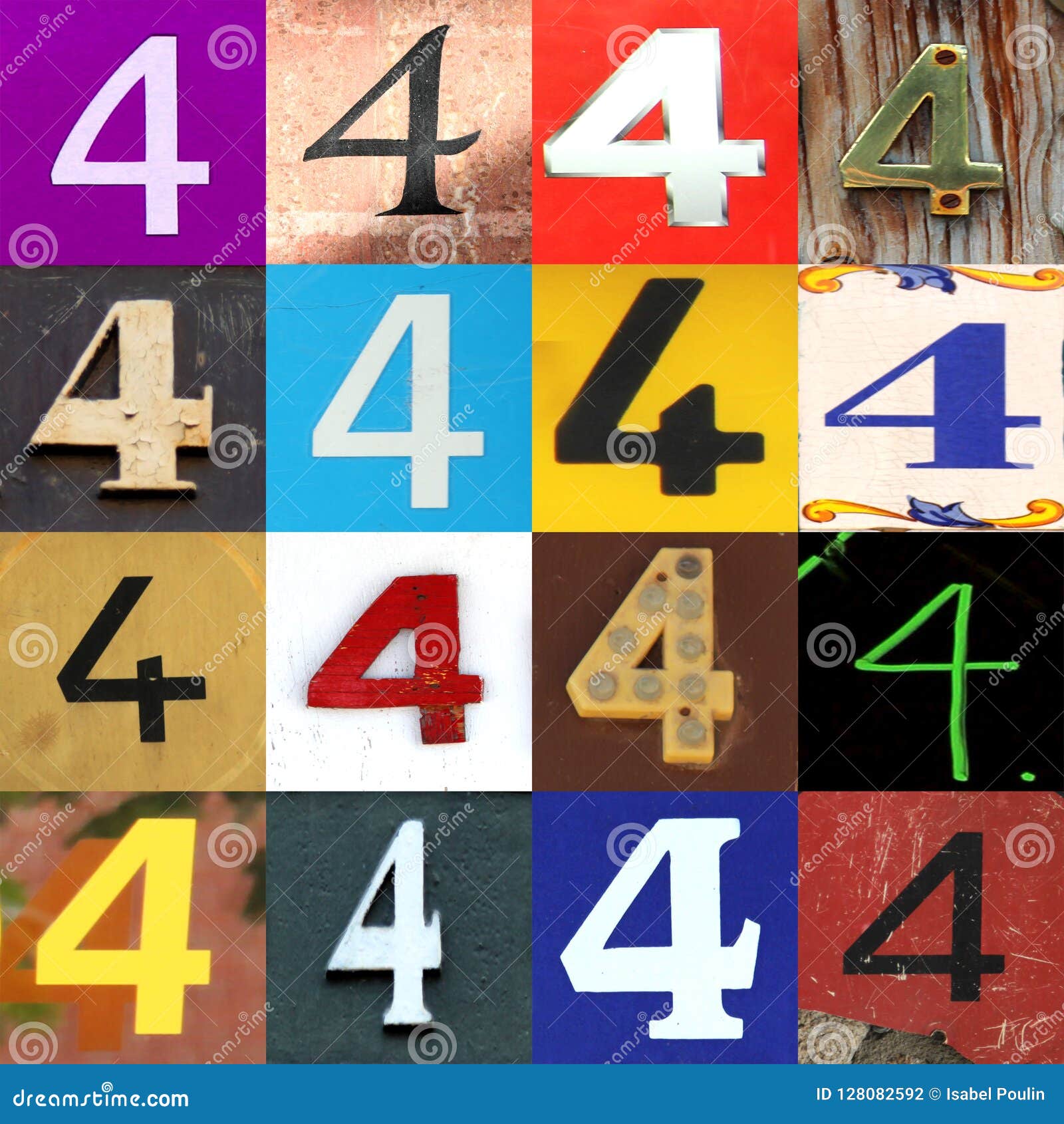 Collection Numbers of 4 on Different Background Stock Photo - Image of ...
