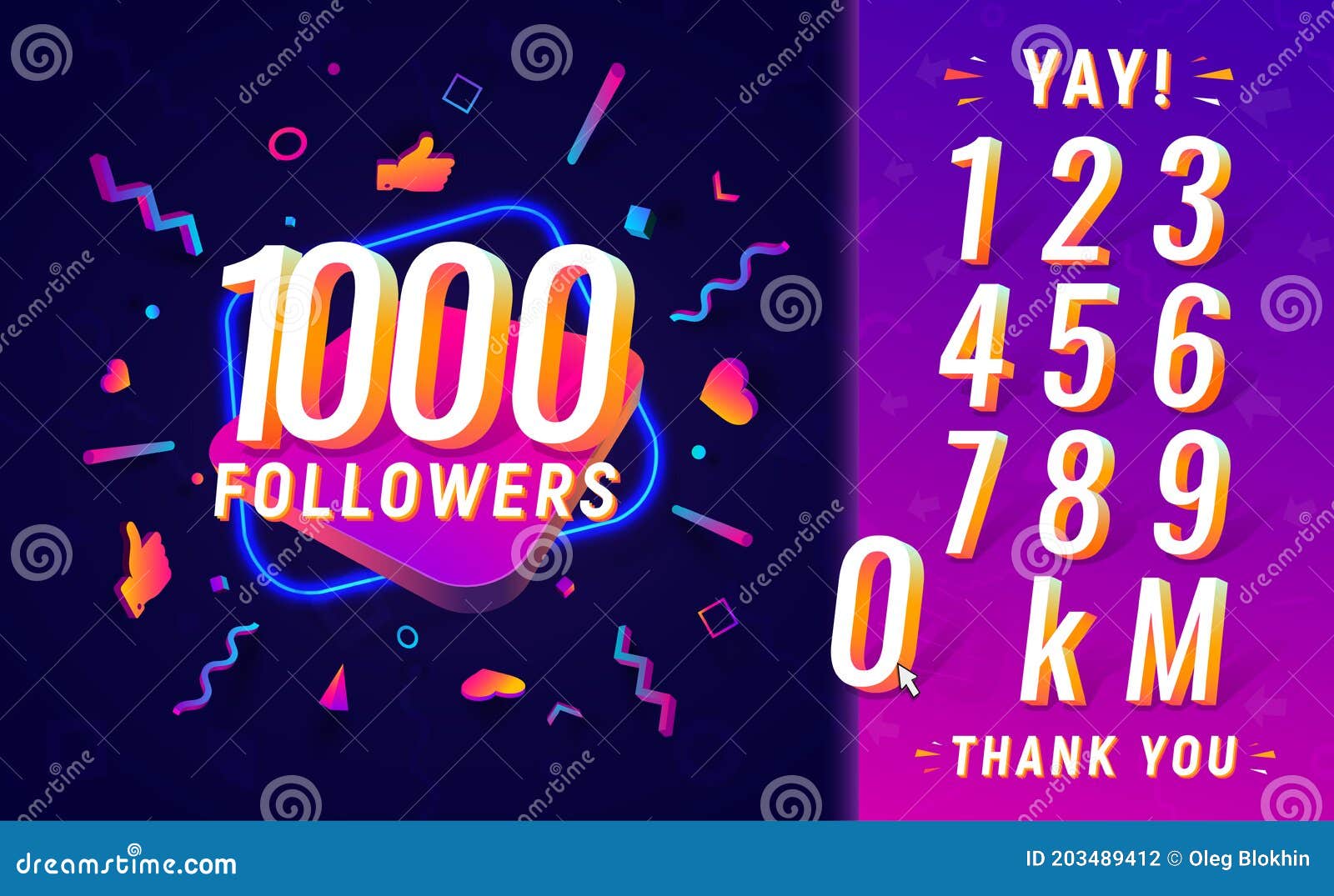Collection of Numbers for Followers Vector Illustration. Set of Numbers ...