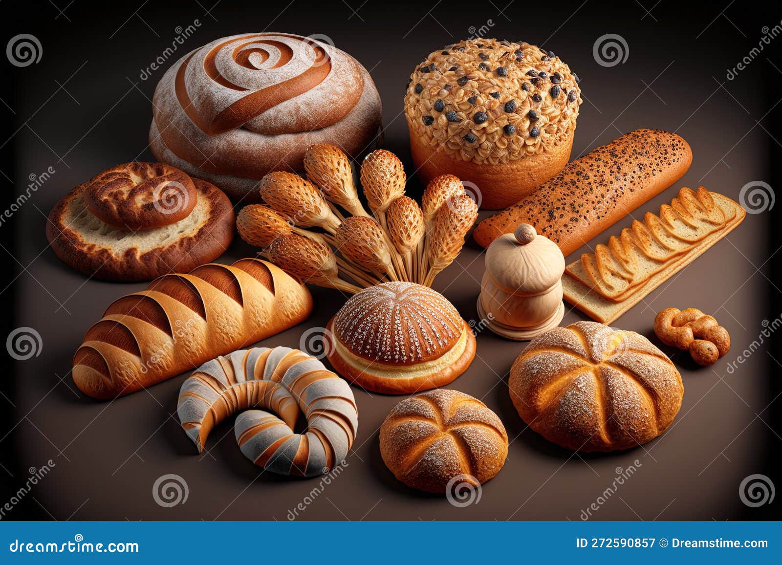 A Collection of Numerous Fresh Baked Breads Stock Illustration ...