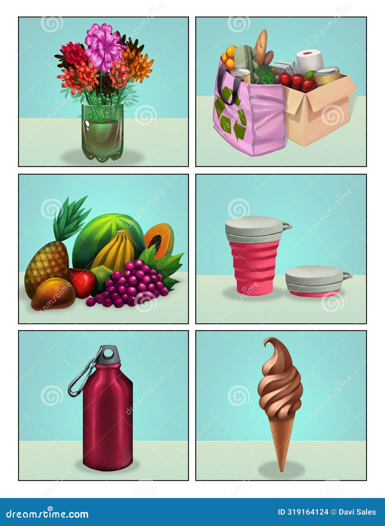 Objects that Symbolize Care for the Environment Stock Illustration ...