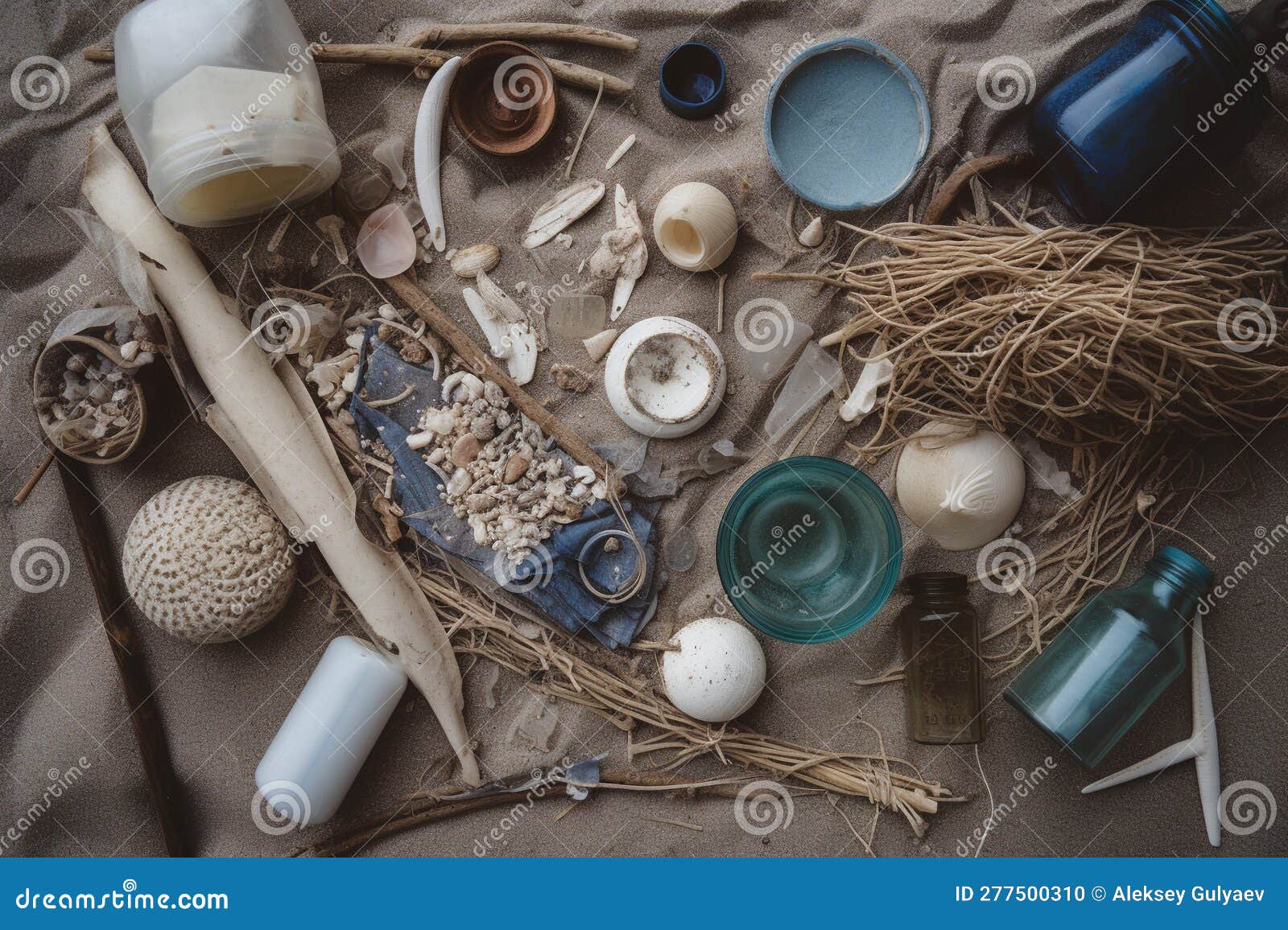 A Collection of Objects Including a Shell, Shells, and Shells are Laid ...
