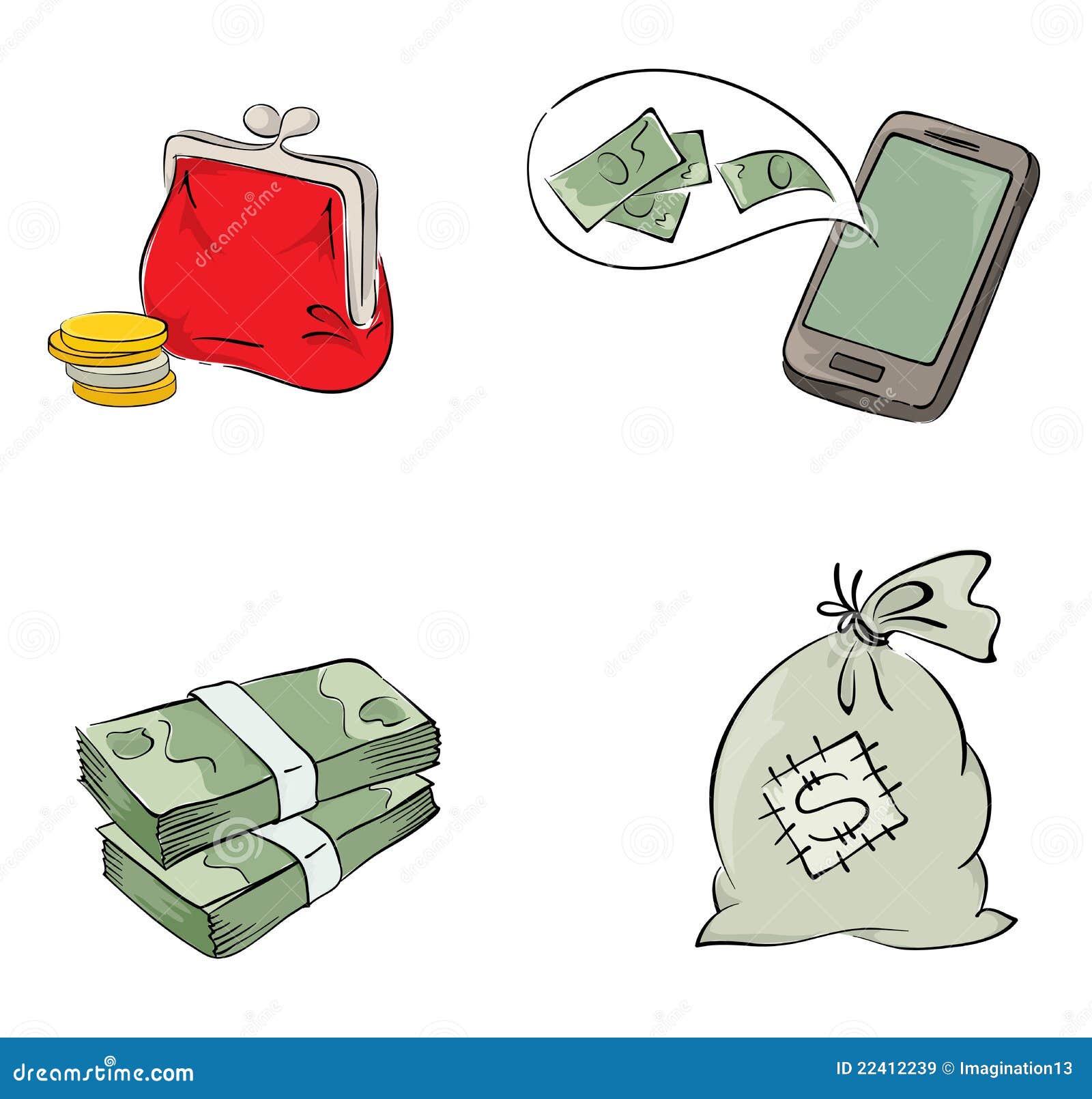 Collection of Objects - the Money Stock Vector - Illustration of spend ...