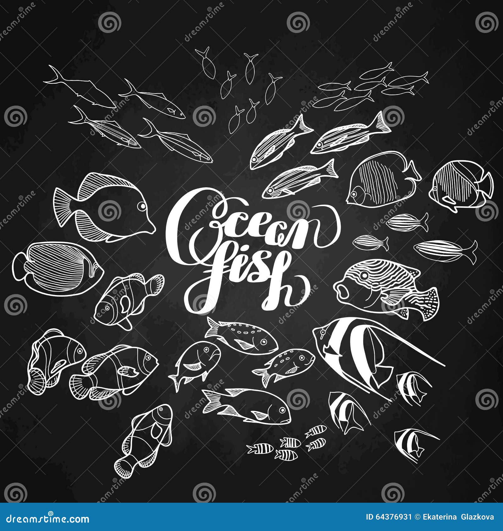 Collection of ocean fish stock vector. Illustration of reef - 64376931
