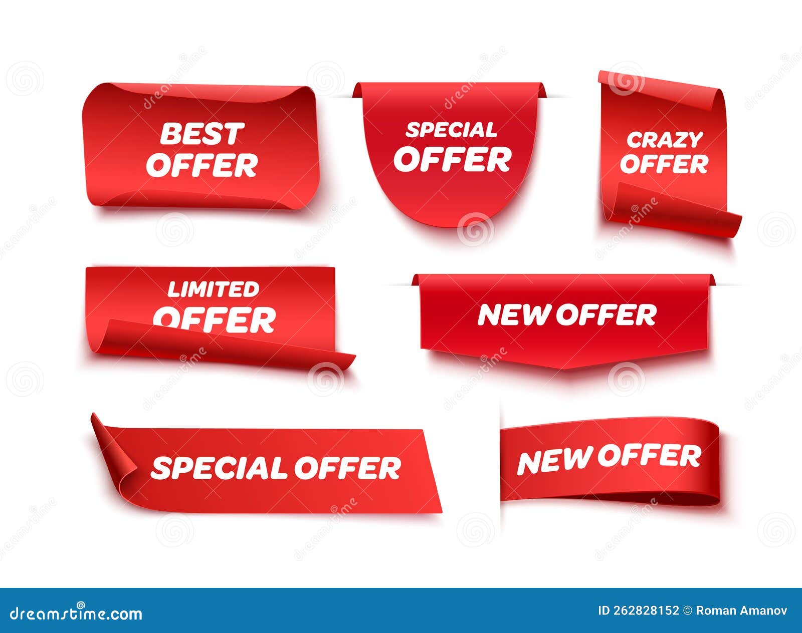 Collection of Offer Tags. Red Discount Labels Stock Vector ...