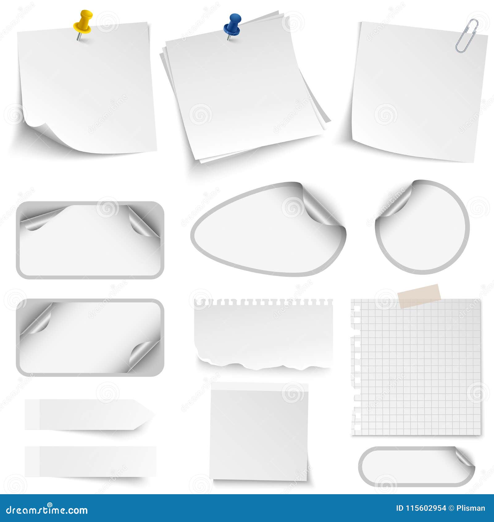 Collection of Office Design Supplies Labels Stickers Pins Template ...